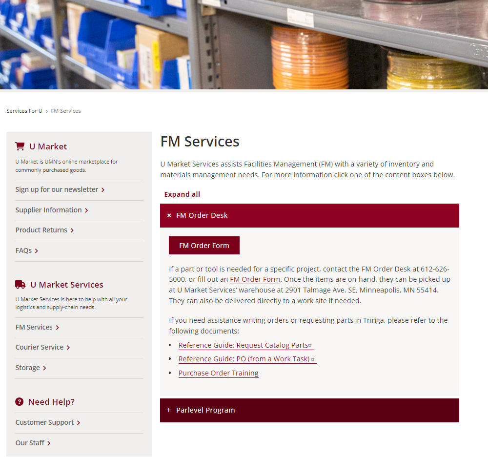 Partnership with U Market recognition | UMN Facilities Management